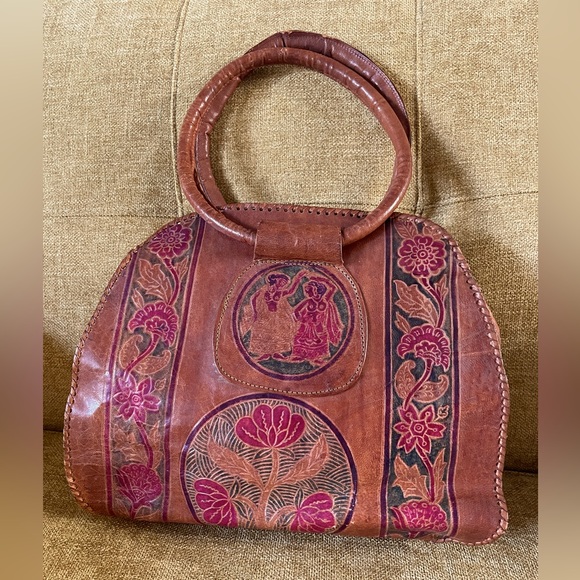 JoywuStore | Bags | Vintage 7s Indian Engravedleather Handbag | Poshmark